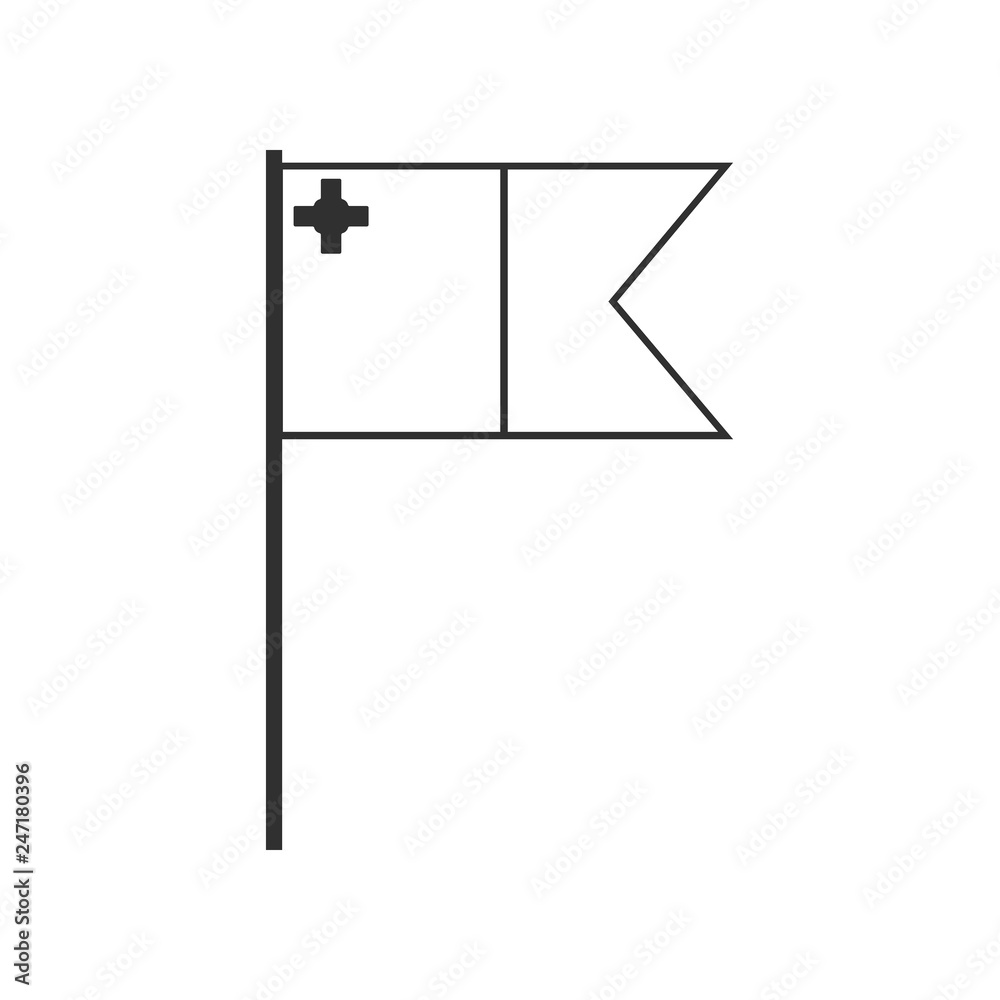 Malta flag icon in black outline flat design. Independence day or ...