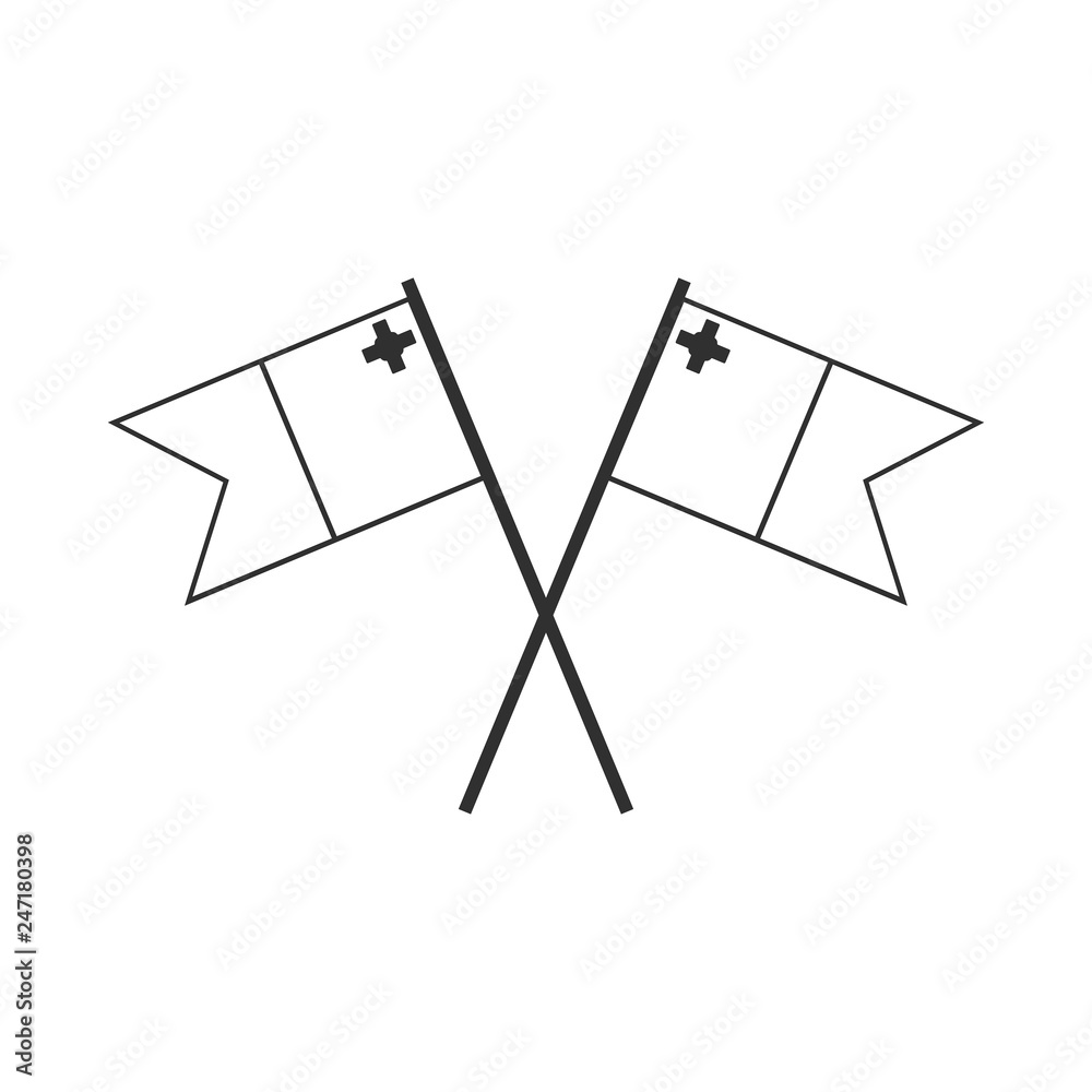 Malta flag icon in black outline flat design. Independence day or ...