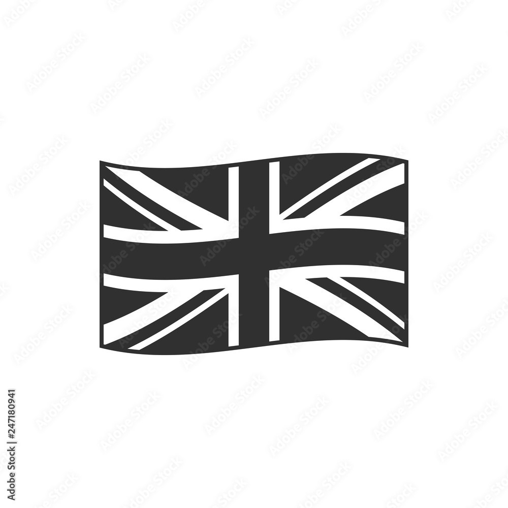 United Kingdom flag icon in black outline flat design. Independence day ...