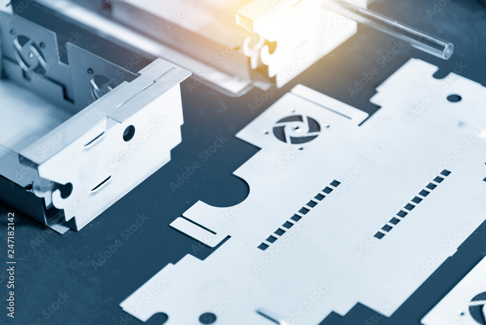 The sheet metal work pieces in the light blue scene. Sheet metal ...