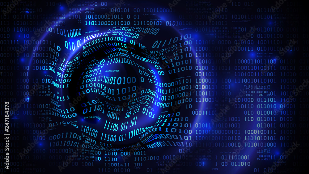 Data array, matrix abstract cyberspace with binary code, futuristic ...