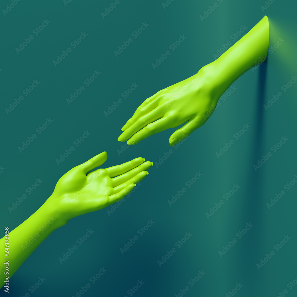 3d render, female hands isolated, minimal fashion background, helping ...