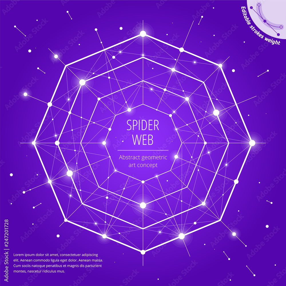 The spiderweb and network geometric art concept. Flyer, brochure layout ...