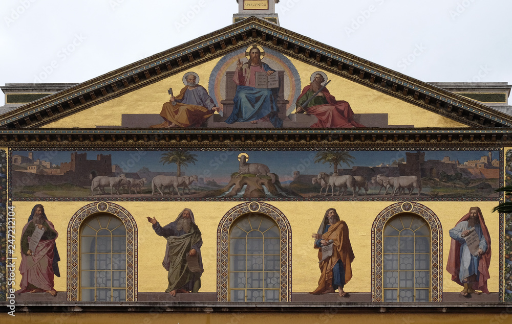 Mosaic of Jesus Christ the Teacher, Saints Peter and Paul and prophets ...