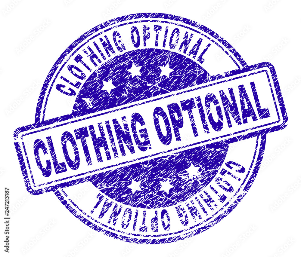 Vetor de CLOTHING OPTIONAL stamp seal watermark with grunge texture ...
