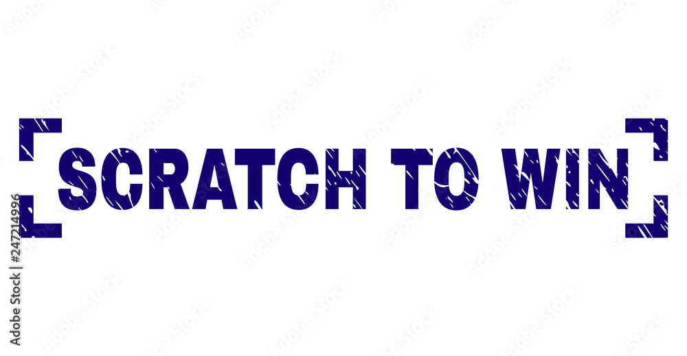 SCRATCH TO WIN title seal print with grunge texture. Text title is ...