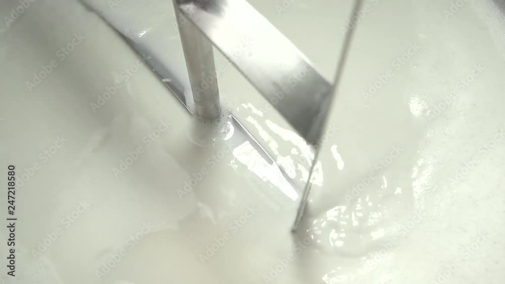 Cheese manufacturing process. Huge tank for storing and fermenting milk ...