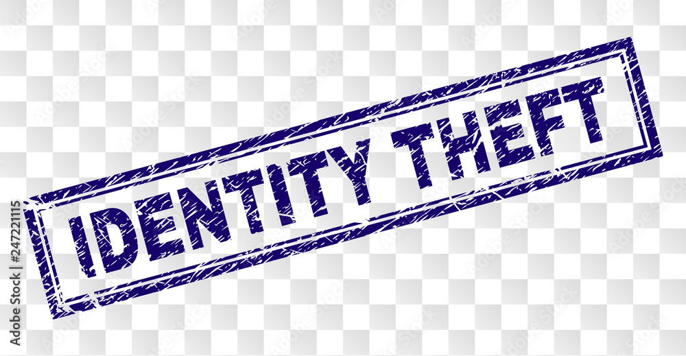 IDENTITY THEFT stamp seal print with grunge style and double framed ...