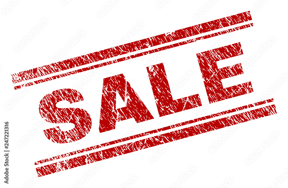 SALE seal imprint with distress texture. Red vector rubber print of ...