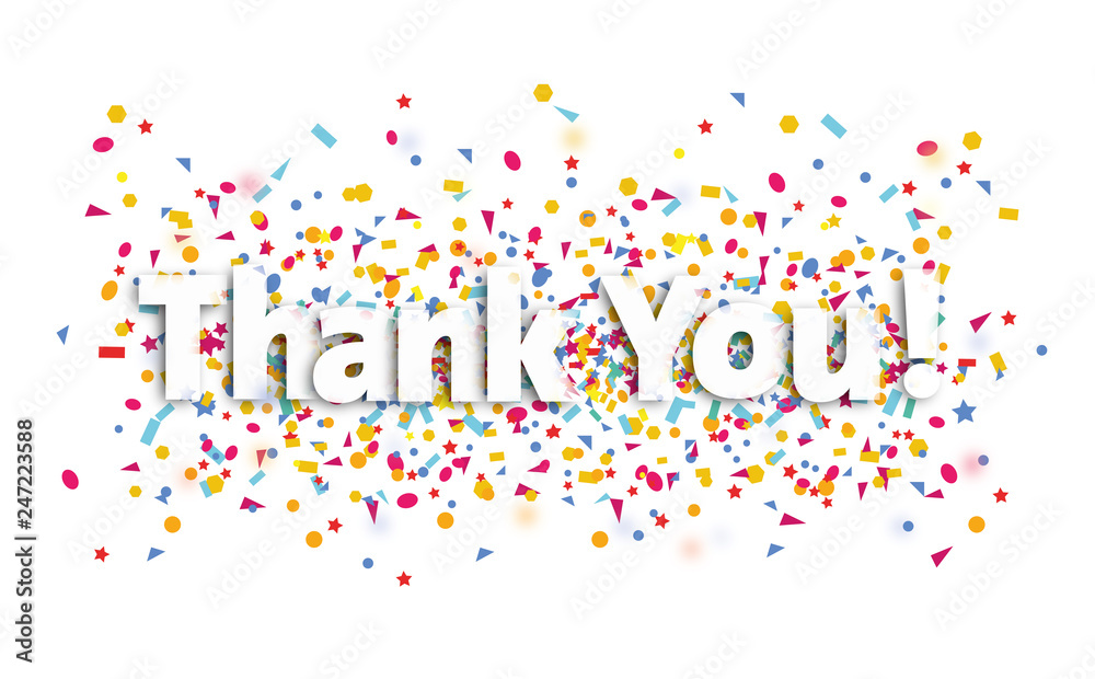 thank you sign , text and confetti - thank you Stock Vector | Adobe Stock