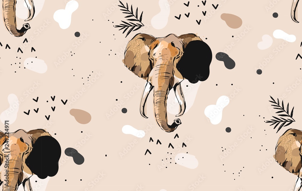 Tribal Pattern Elephant Drawing