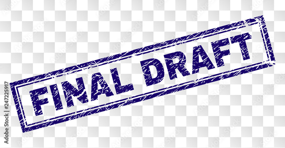 FINAL DRAFT stamp seal print with rubber print style and double framed ...