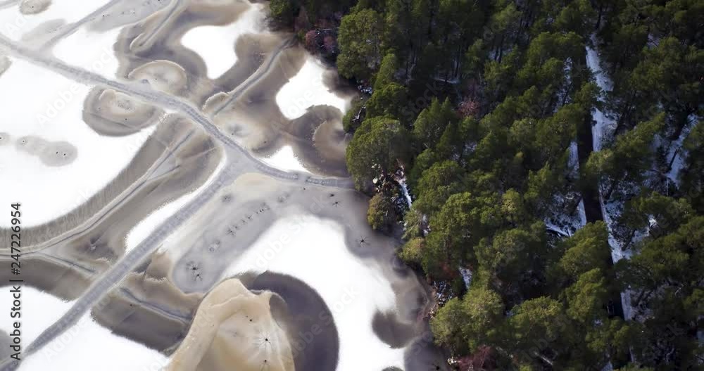 view of road like patterns on a frozen lake Stock Video | Adobe Stock