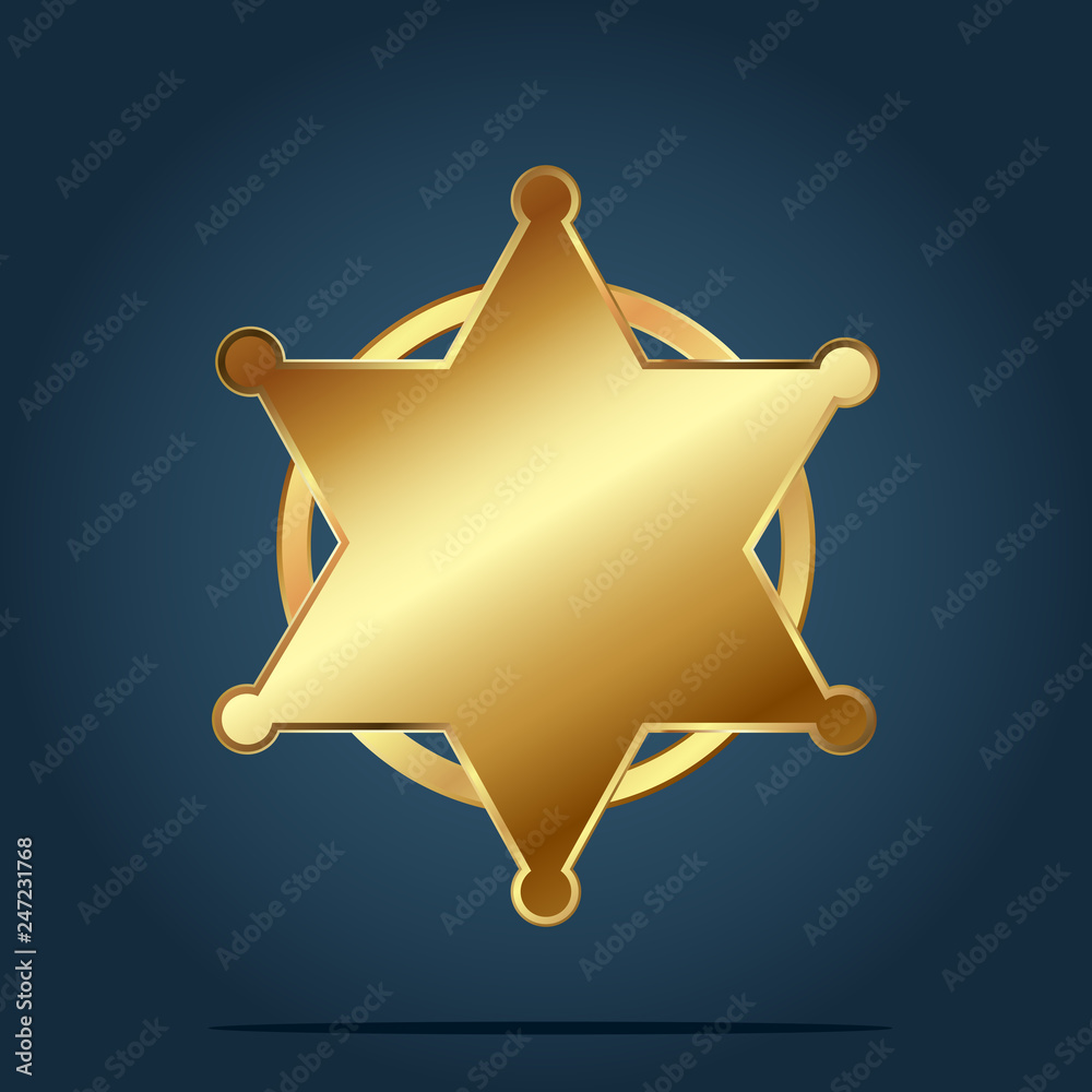Blank template of golden six star badge. Vector Illustration Stock ...