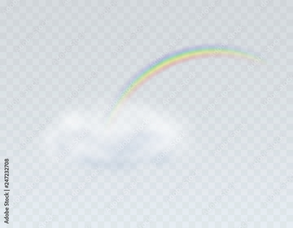 Rainbow with cloud icon isolated on transparent background. Spectrum ...