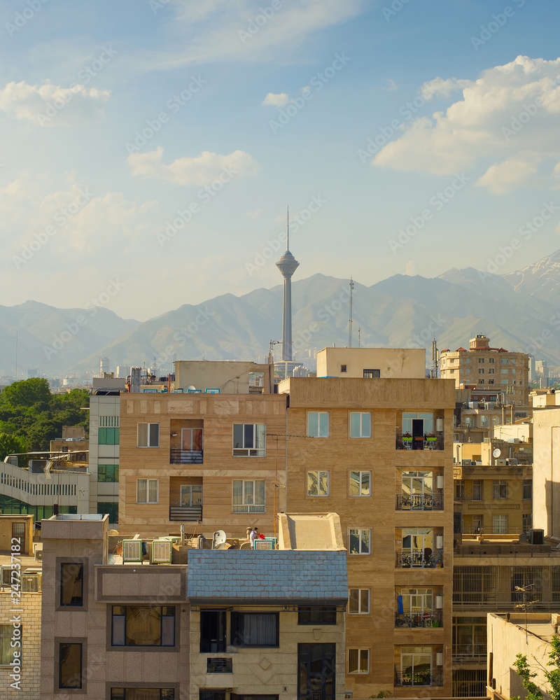 Tehran skyline with Milad tower Stock Photo | Adobe Stock