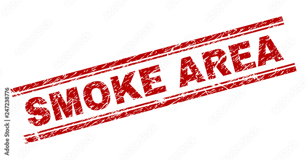 SMOKE AREA seal watermark with grunge texture. Red vector rubber print ...