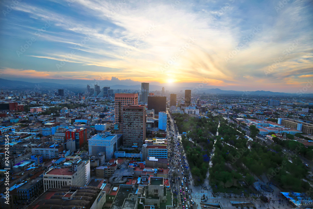Mexico City, Mexico-10 December, 2018: Panoramic view of Mexico City ...