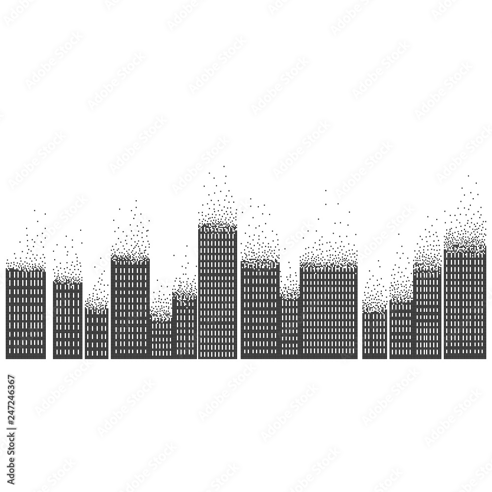 Square dotted city. Abstract City vector, Equalizer background ...