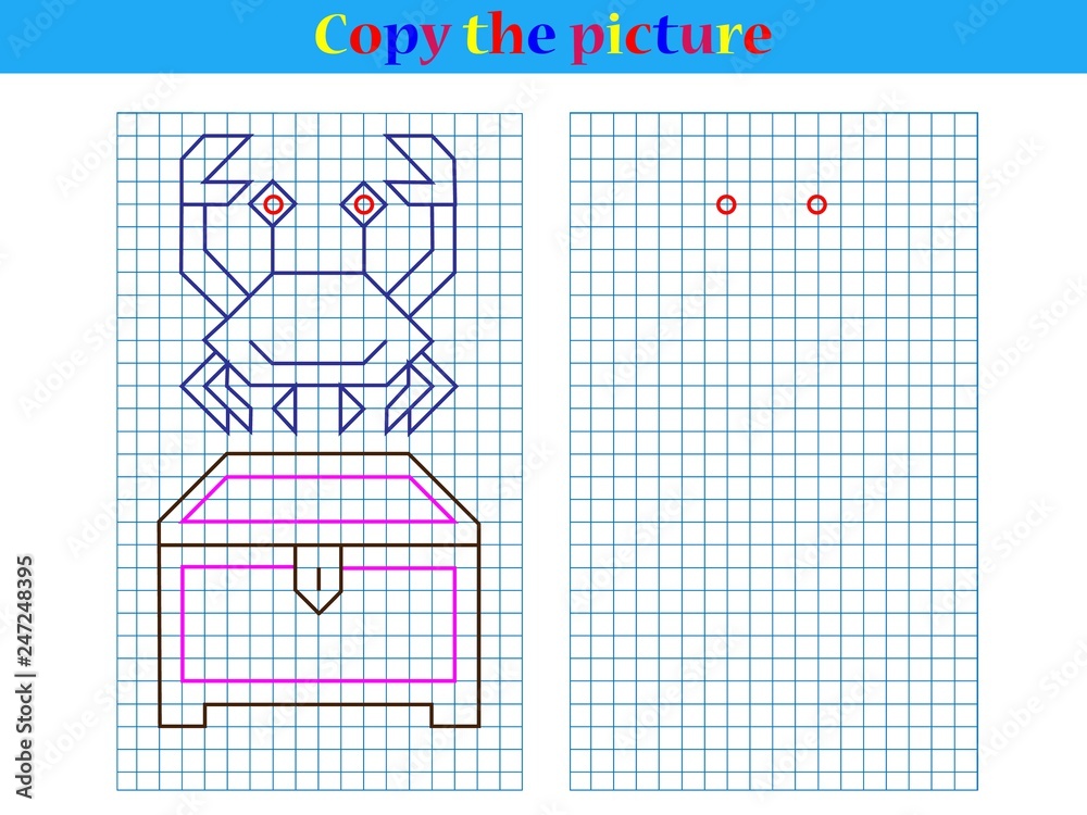 Copy the graphic picture. Worksheet for kids. Vector illustration Stock ...
