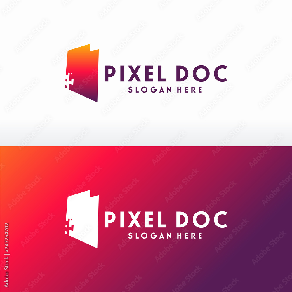 Digital Document logo designs concept vector, Pixel Document logo ...