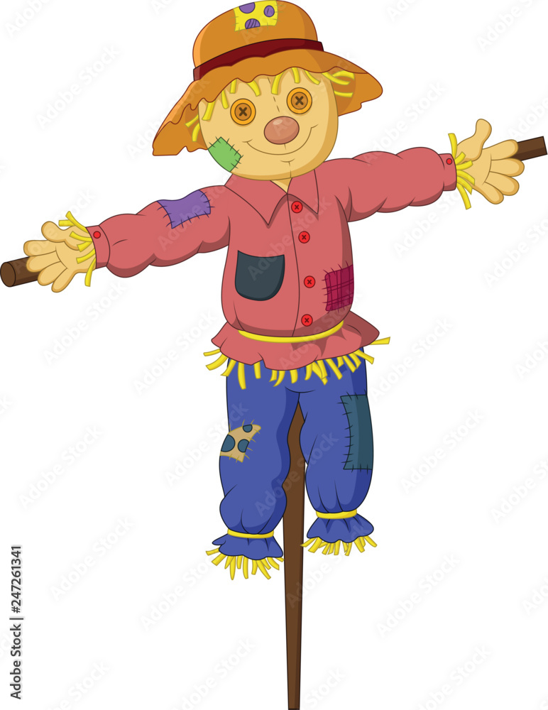Cartoon Scarecrow isolated on white background Stock Vector | Adobe Stock