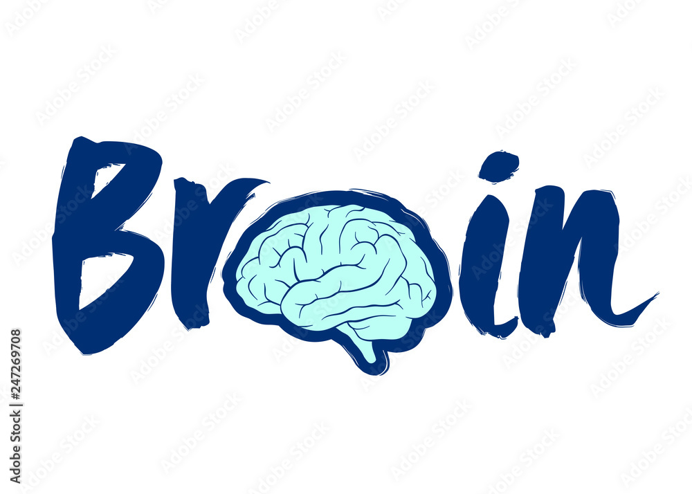 Brain Symbol And Lettering Stock Vector | Adobe Stock