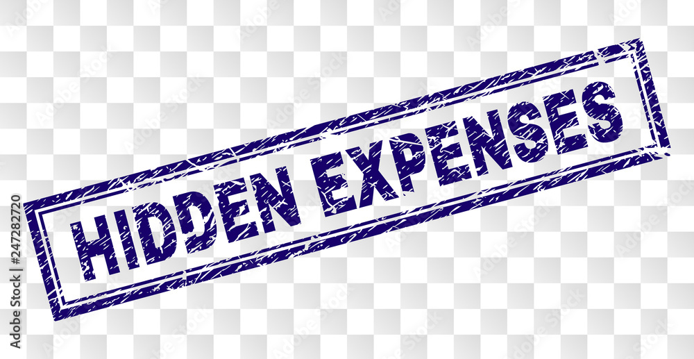 HIDDEN EXPENSES stamp seal print with scratched style and double framed ...