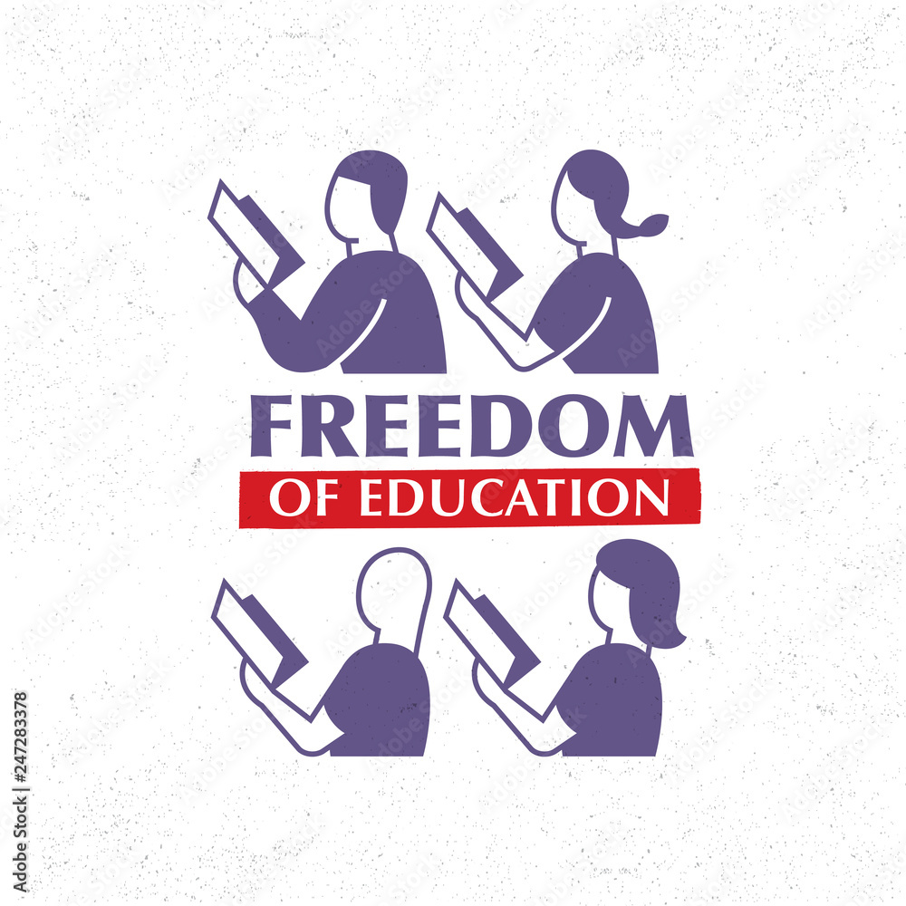 Freedom of education figure people icon reading a book Stock Vector ...