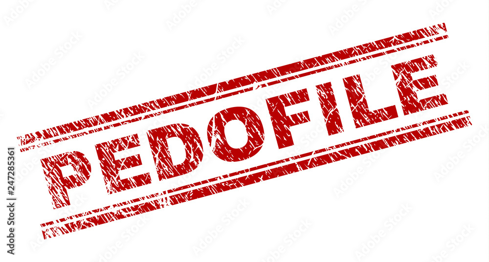 PEDOFILE seal stamp with distress texture. Red vector rubber print of ...