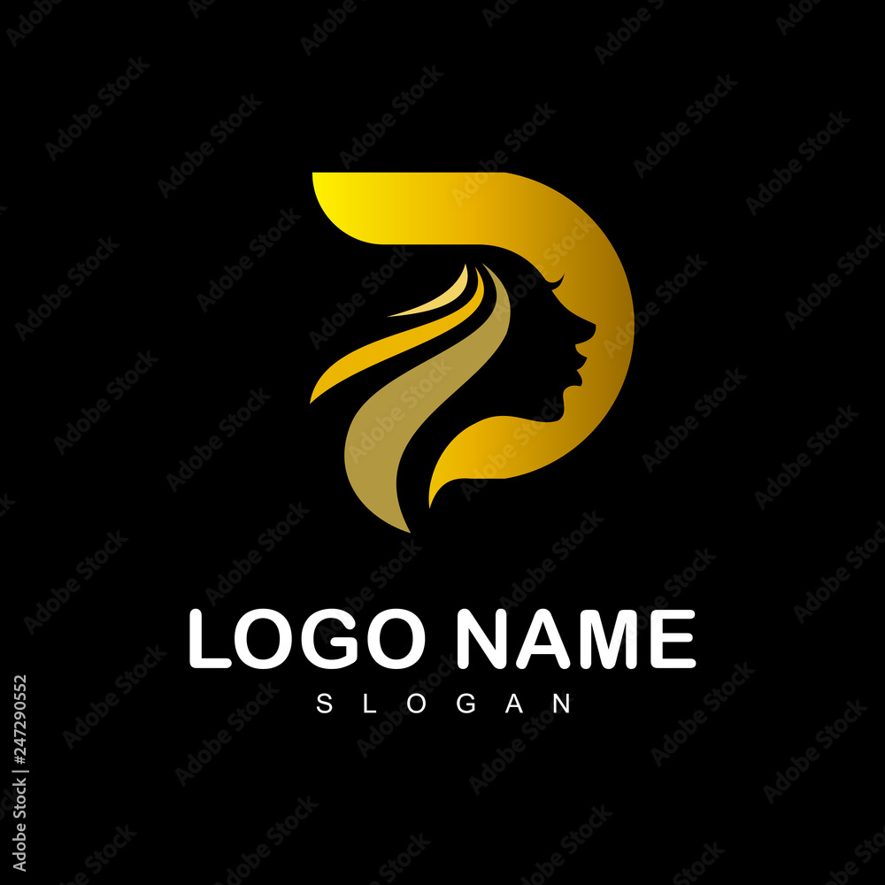 letter d with woman face logo design Stock Vector | Adobe Stock