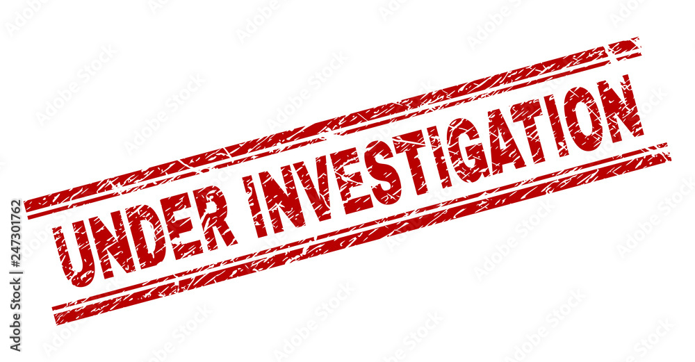 UNDER INVESTIGATION seal imprint with distress texture. Red vector ...