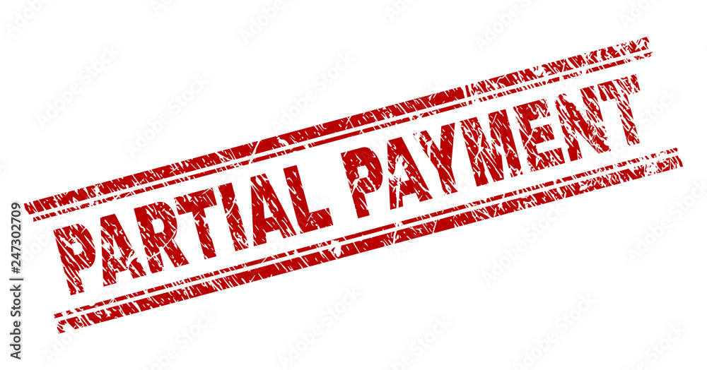 Plakat PARTIAL PAYMENT seal print with distress effect. Red vector ...