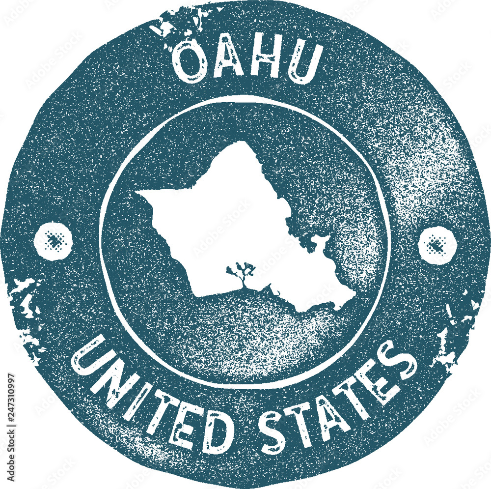 Oahu map vintage stamp. Retro style handmade label, badge or element ...