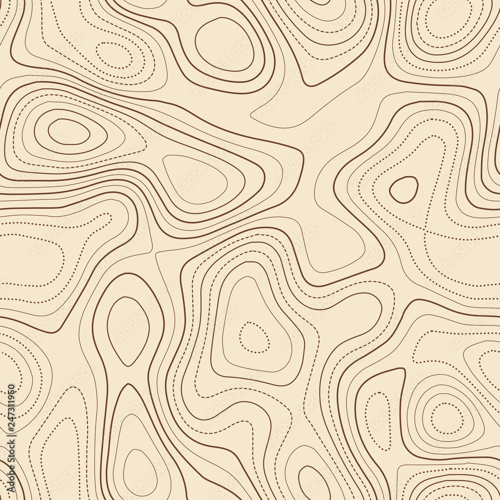 Topographic map lines. Actual topographic map. Seamless design, unique ...
