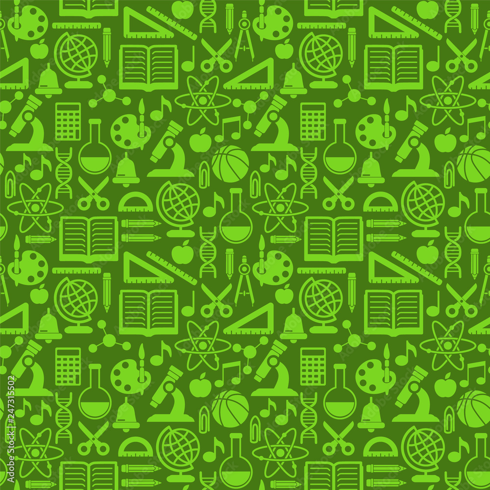 Seamless vector school background. Education pattern with modern flat ...
