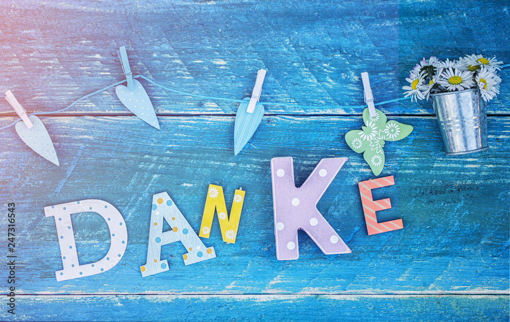 Danke Karte blau Hintergrund Stock Photo | Adobe Stock