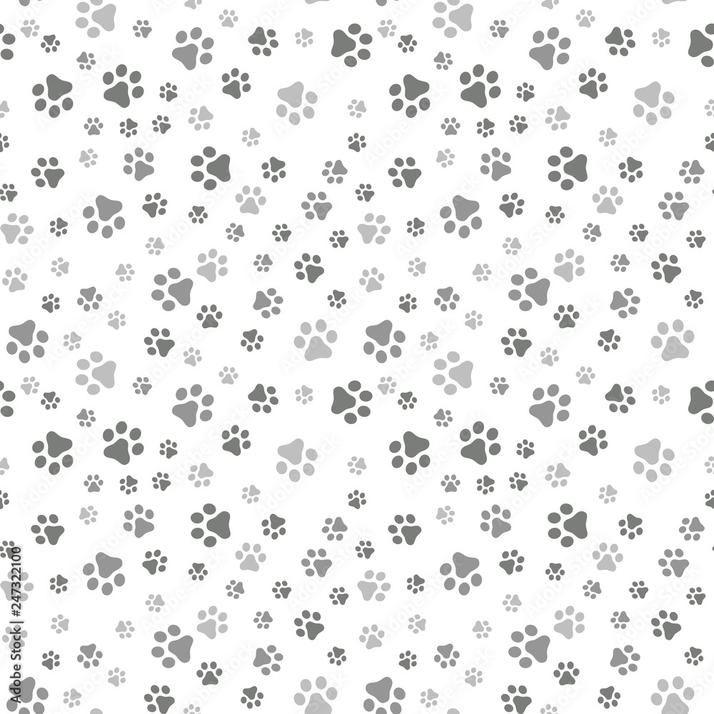 Dog Paw seamless pattern vector footprint kitten puppy tile background ...