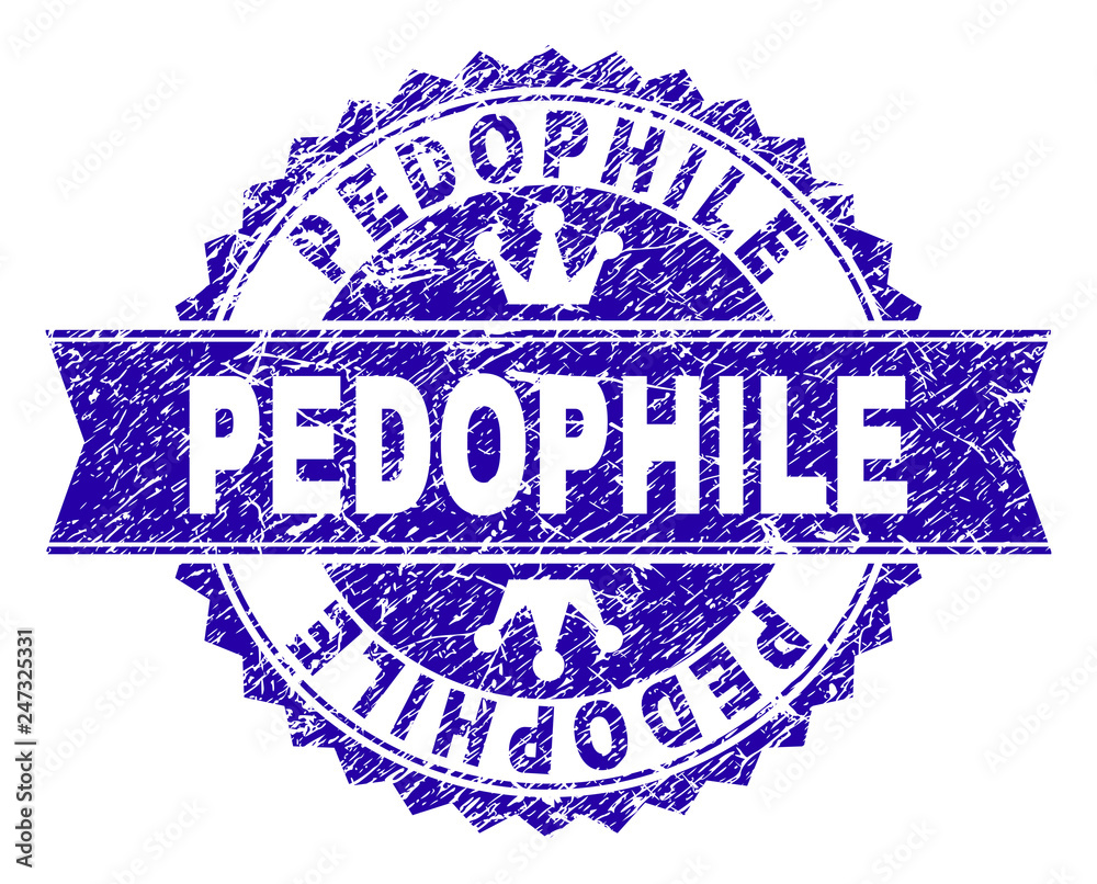 PEDOPHILE rosette stamp seal watermark with grunge texture. Designed ...