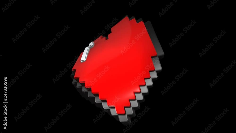 Vidéo Stock Twisting pixel heart isolated with alpha channel. Retro ...