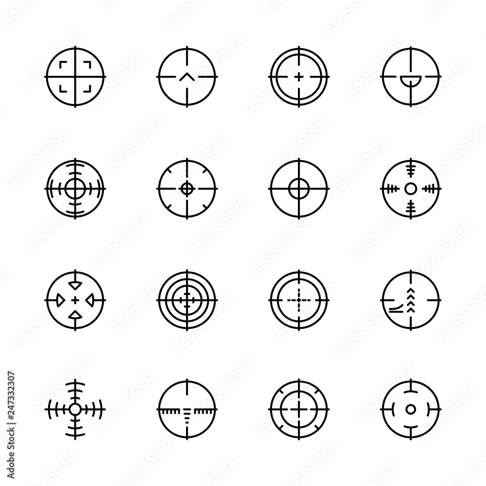 Simple icon set aim and target for shooting on range or military ...