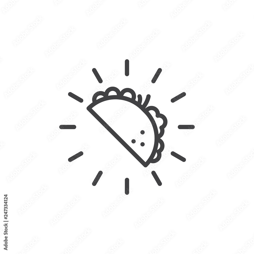 Taco mexican food line icon. linear style sign for mobile concept and ...