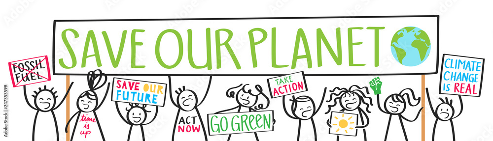 School kids protesters, climate change, save our planet Stock Vector ...