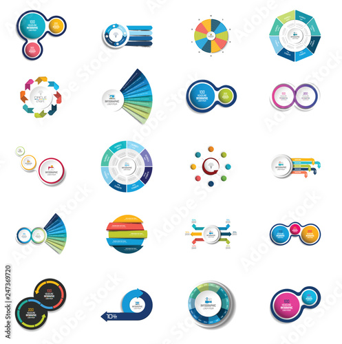 Mega set of circle, round infographic templates, diagrams, graph ...
