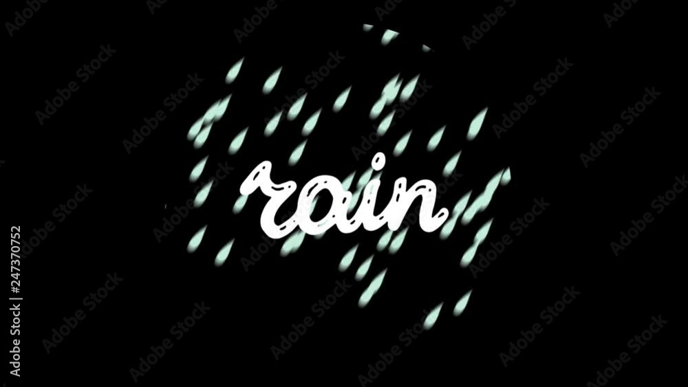 Motion graphic Hand drawn lettering word rain with animated falling ...