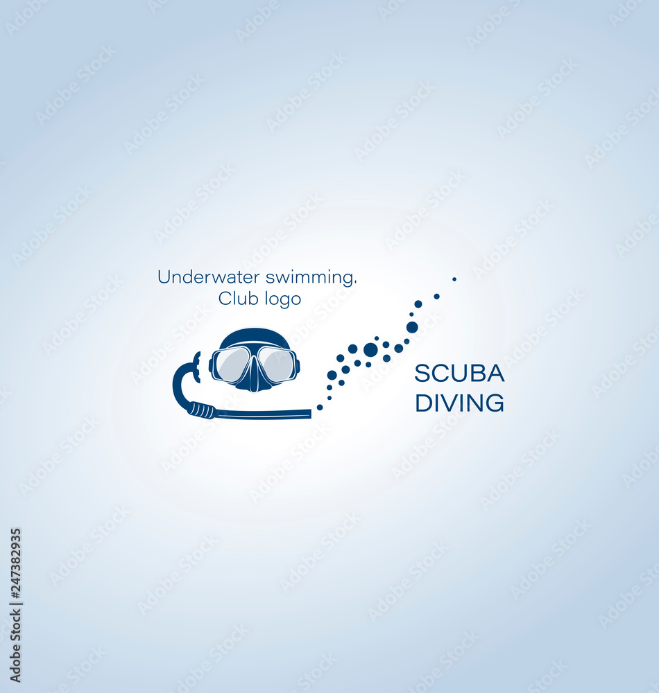 Mask and breathing tube. Underwater swimming. Emblem, club logo. Sport ...