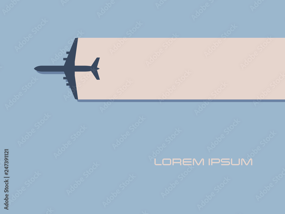 Airplane traveling vector concept with plane flying across frame ...