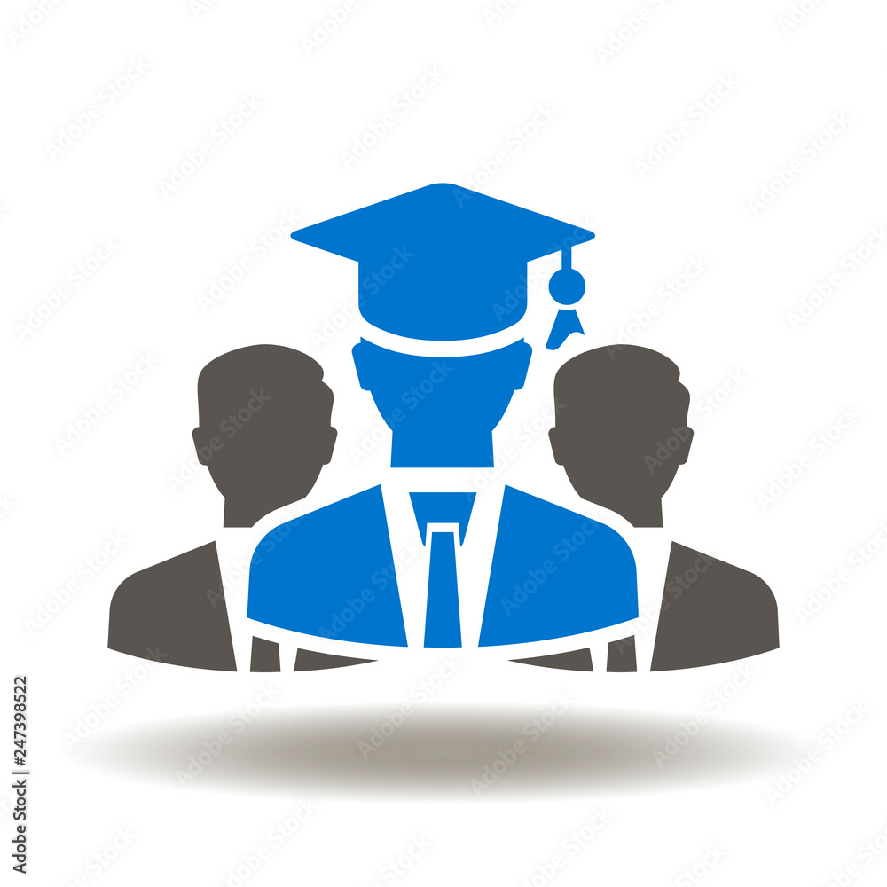 Man group graduation cap icon vector. Graduates logo. Education ...