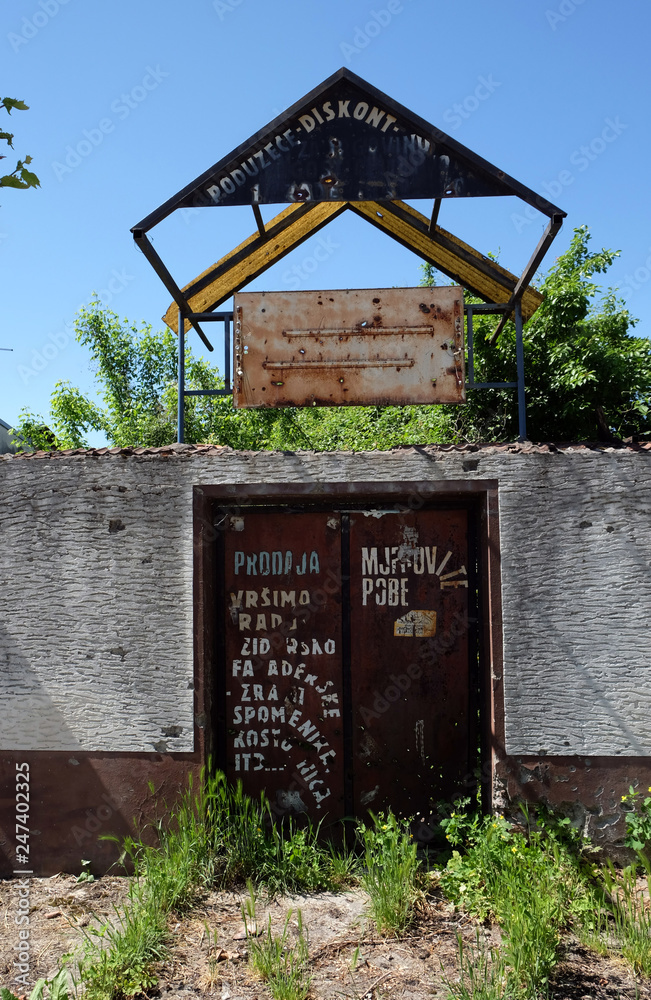Destroyed house as war aftermath. The Croatian War of Independence was ...