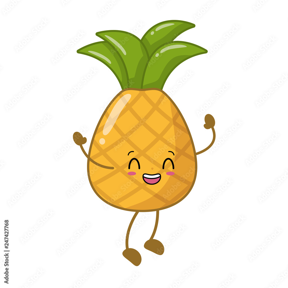 kawaii pineapple cartoon character Stock Vector | Adobe Stock